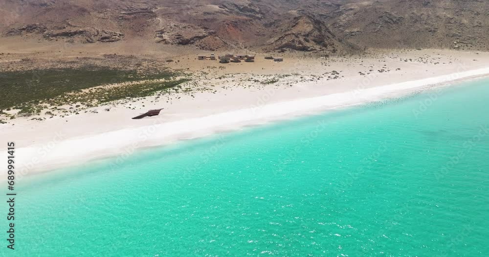 Unspoiled With White Sand Shore At Shoab Beach Near Qalansiyah In ...