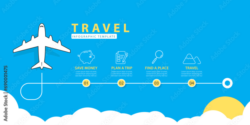 Infographic design template. Timeline concept with 4 options or steps ...