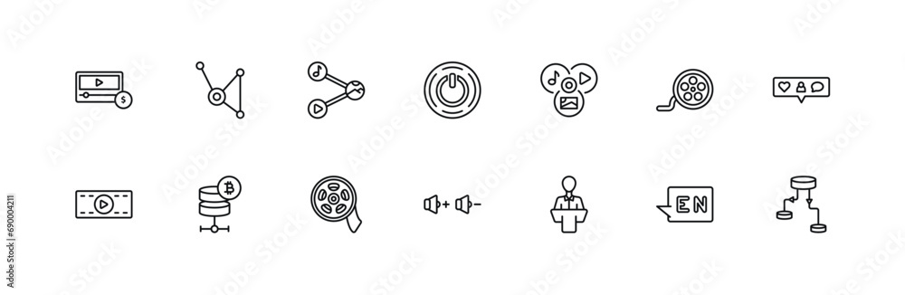 outline icons set from multimedia concept. editable vector such as paid ...