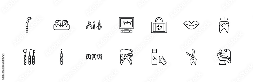 outline icons set from dentist concept. editable vector such as filler ...