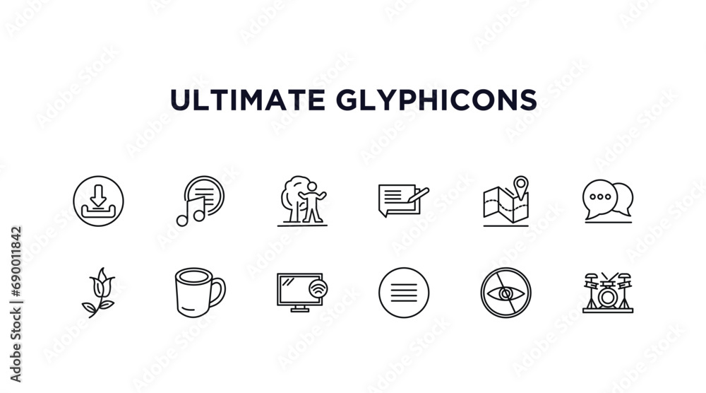 outline icons set from ultimate glyphicons concept. editable vector ...