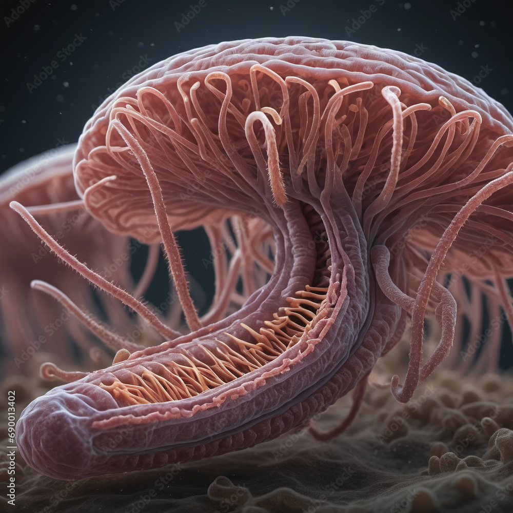 Eukaryotic Flagella, Escherichia coli bacteria, illustration 3D render ...