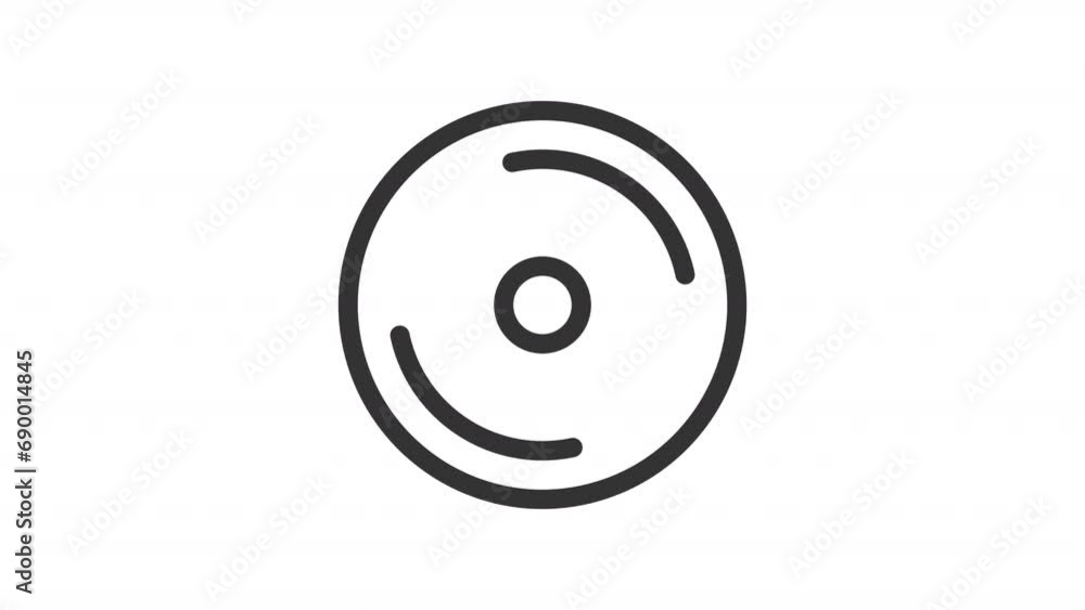 2D black simple thin line animation of loading disc, HD video with ...