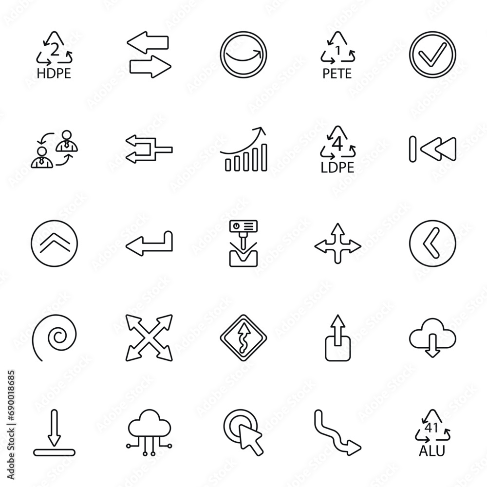 outline icons set from user interface concept. editable vector such as hdpe 2, opposite ...