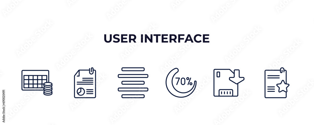 outline icons set from user interface concept. editable vector such as table for data, data ...