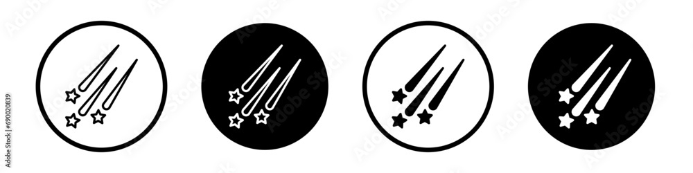 Meteor shower icon set. meteorite shooting vector symbol. comet icon in ...