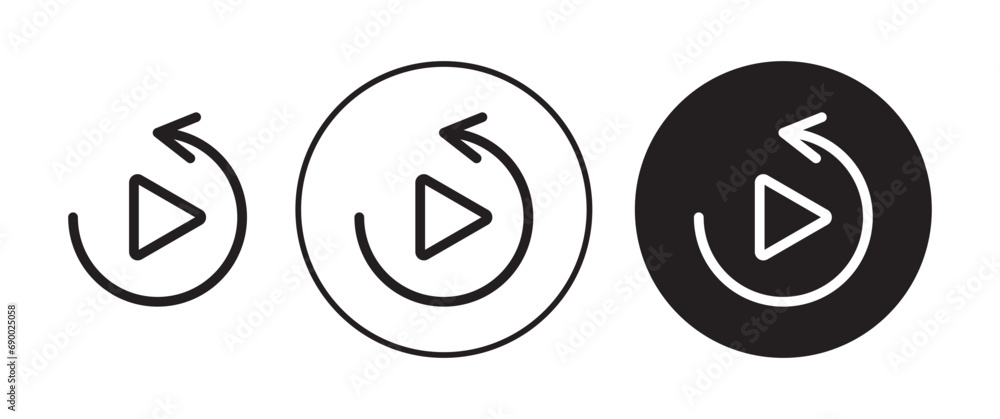 Playback vector illustration set. Playback replay button restart video ...