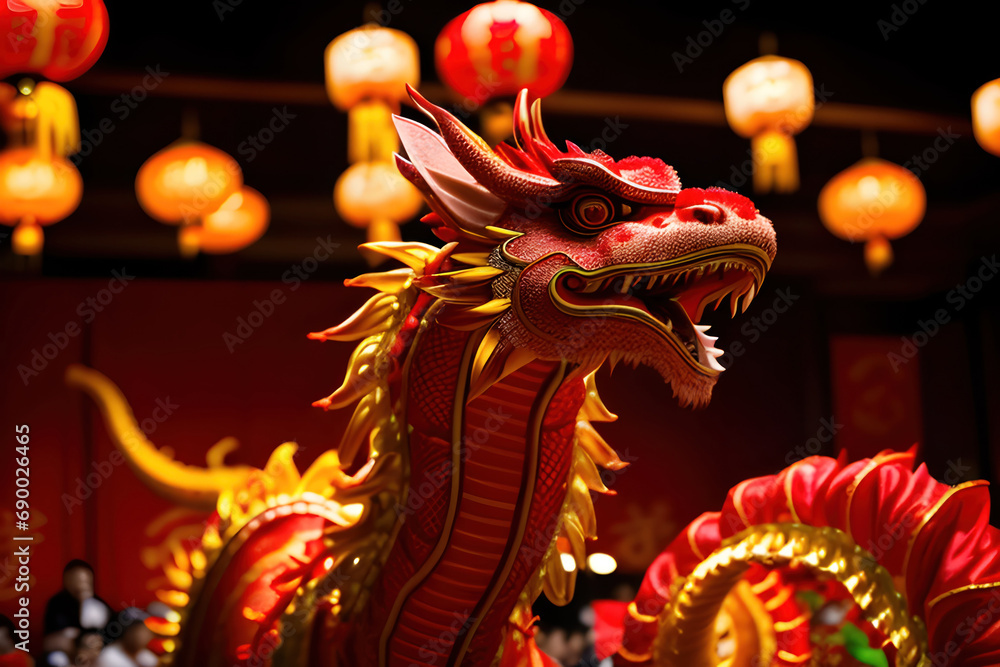 Chinese dragon as a character for the dragon dance at the Chines Stock ...