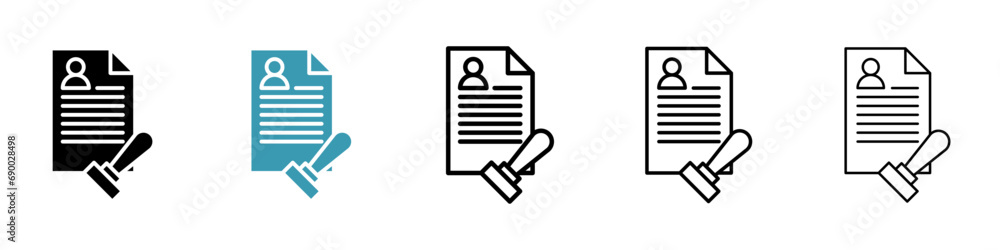 Permit vector icon set. Permit work permit document paper for UI ...