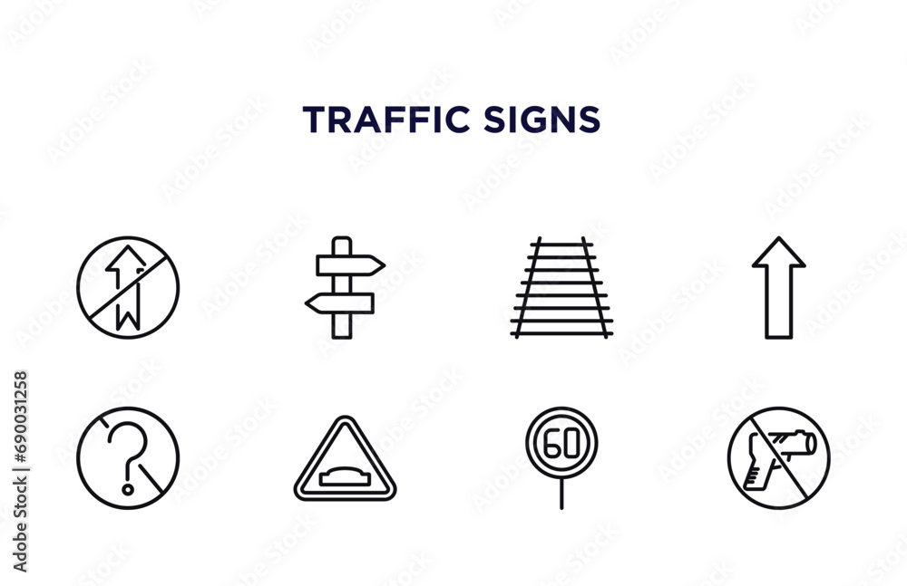 outline icons set from traffic signs concept. editable vector such as ...