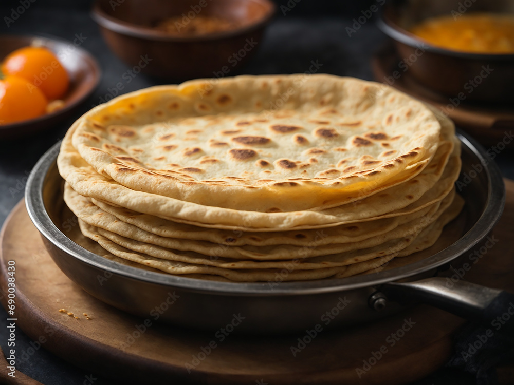 Chapati / Tava Roti also known as Indian bread or Fulka/phulka. Main ...