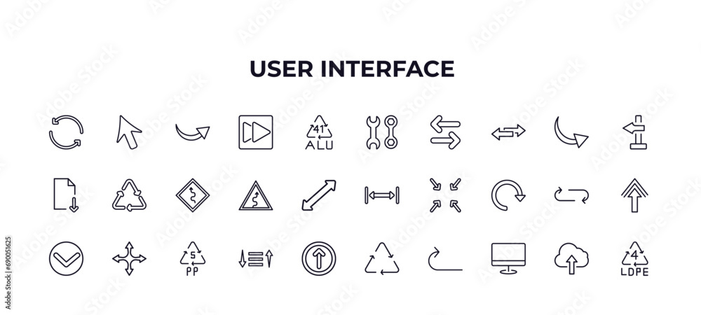 Outline Icons Set From User Interface Concept Editable Vector Such As Circular Arrow Mouse