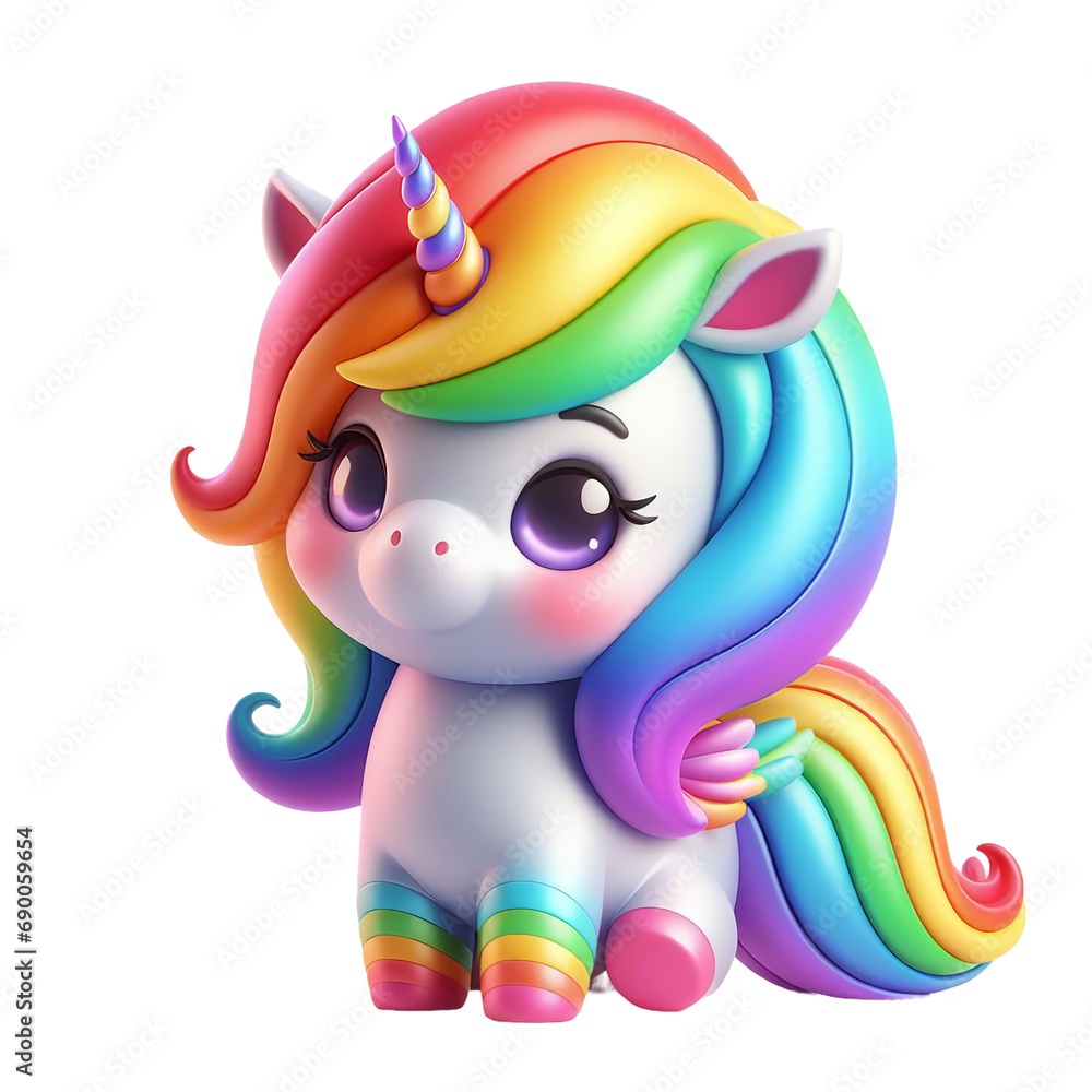 Cute Unicorn Rainbow Color: Isolated on Transparent Background ...