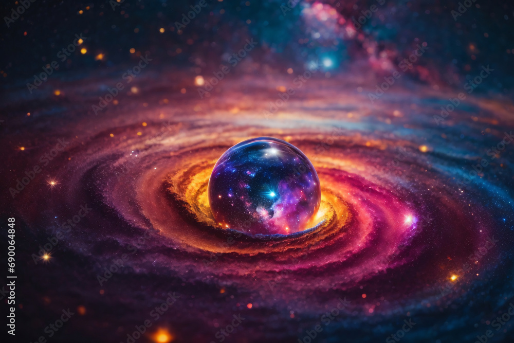 Cosmic ballet of spiral galaxies colliding, a celestial dance of stars ...