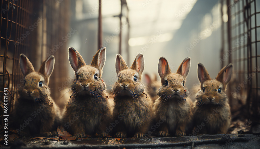 Recreation of rabbits in a farm Stock Illustration | Adobe Stock