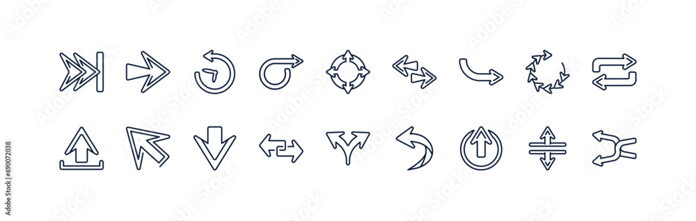 Vecteur Stock outline icons set from arrows concept. editable vector ...
