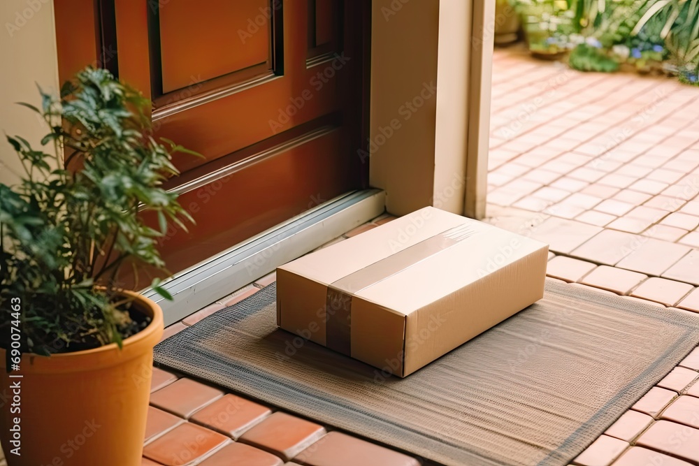 E commerce logistics. Neat array of cardboard boxes packages and ...