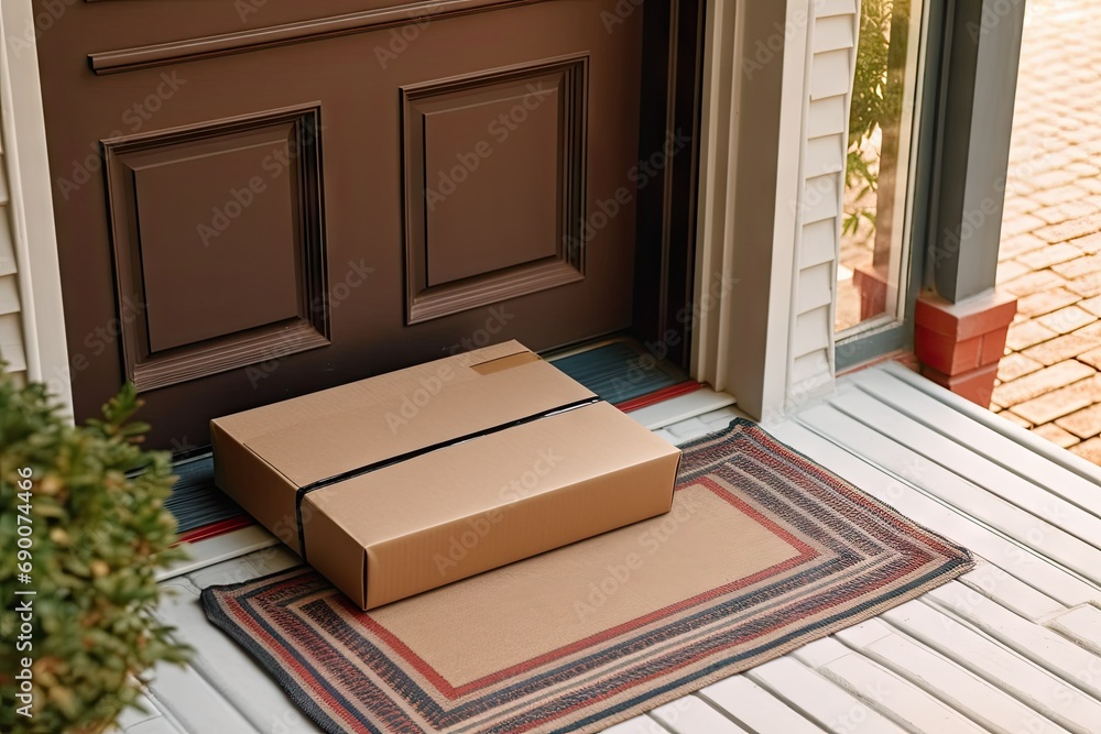 E commerce logistics. Neat array of cardboard boxes packages and ...