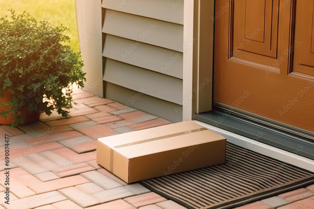 E commerce logistics. Neat array of cardboard boxes packages and ...