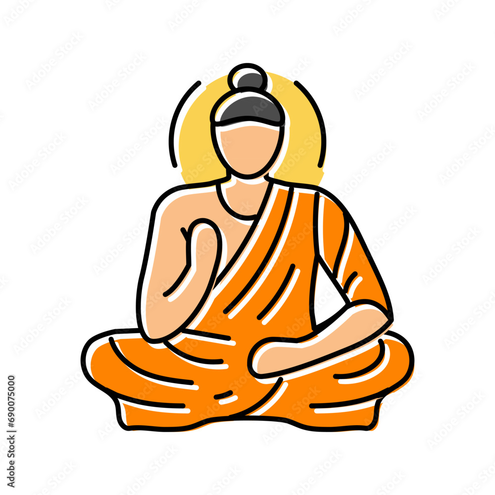 buddha siddhartha gautama color icon vector. buddha siddhartha gautama ...