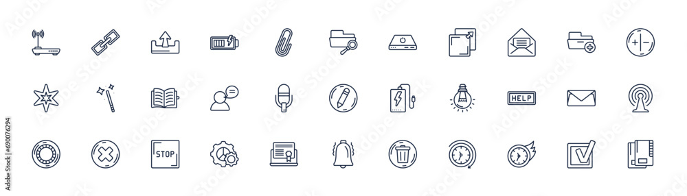 outline icons set from user interface concept. editable vector such as internet modem, open ...