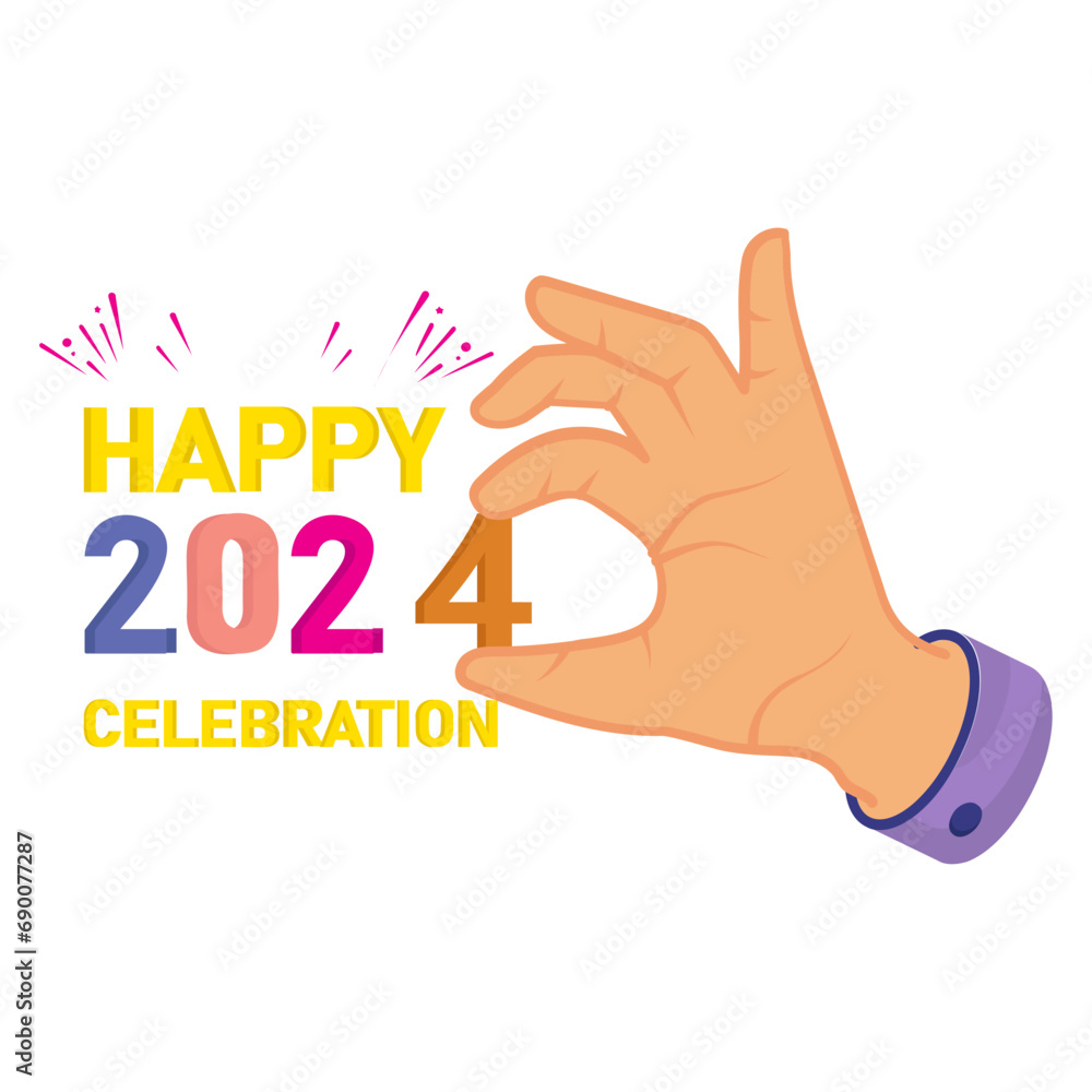 Human Hand Holding 2024 Digits concept, Twenty Twenty four with Palm ...