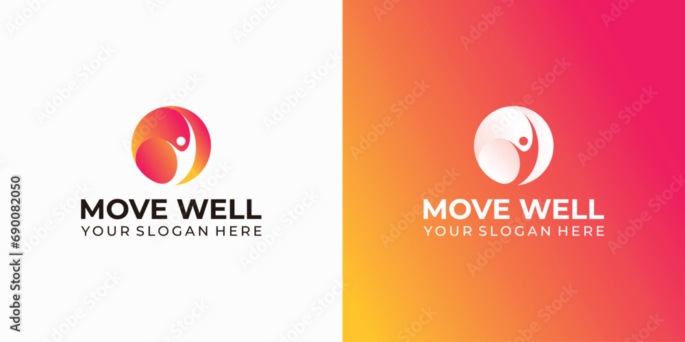 Vector logo design of person moving upwards inside a circle Stock ...