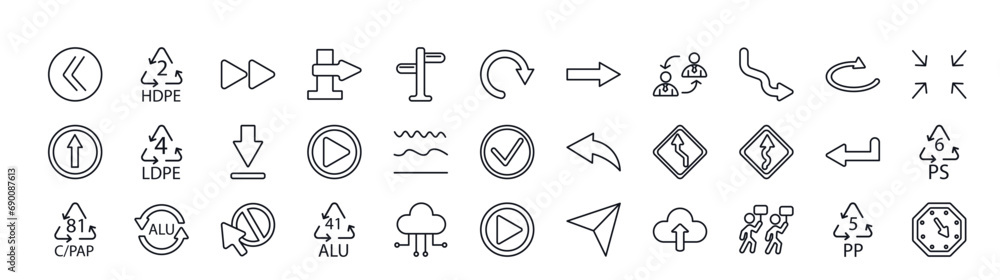 outline icons set from user interface concept. editable vector such as double arrows, hdpe 2 ...