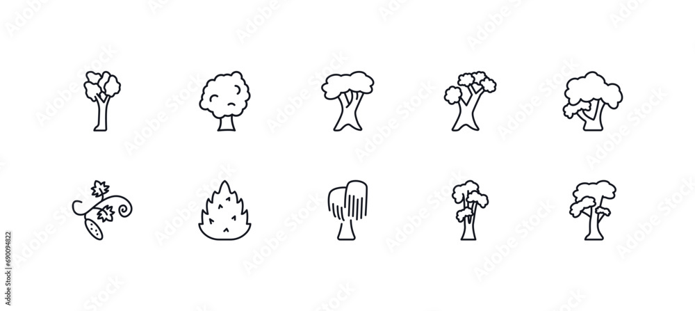 outline icons set from nature concept. editable vector such as american ...
