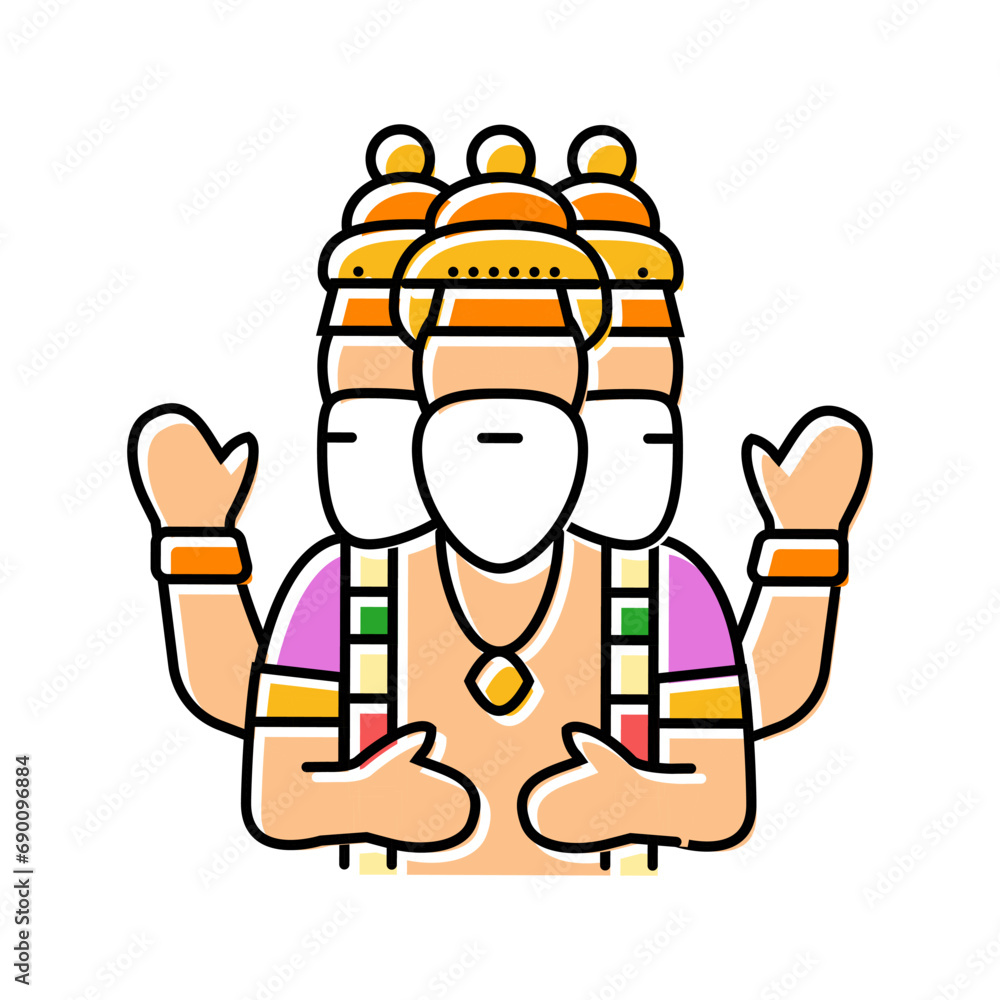 brahma god indian color icon vector. brahma god indian sign. isolated ...