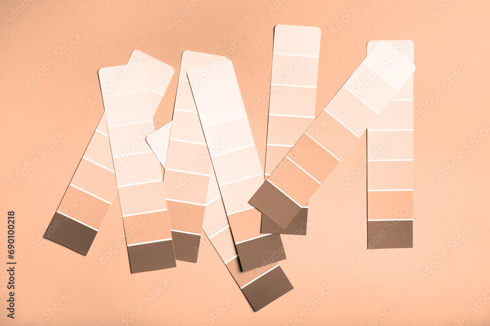 Color samples palette design catalog. New trending PANTONE Peach Fuzz ...