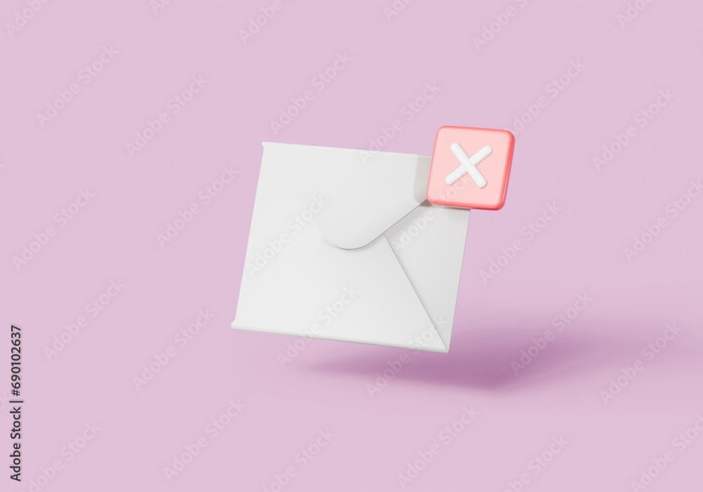 3d mail, email, letter, envelope with bubble incorrect checkmark icon ...