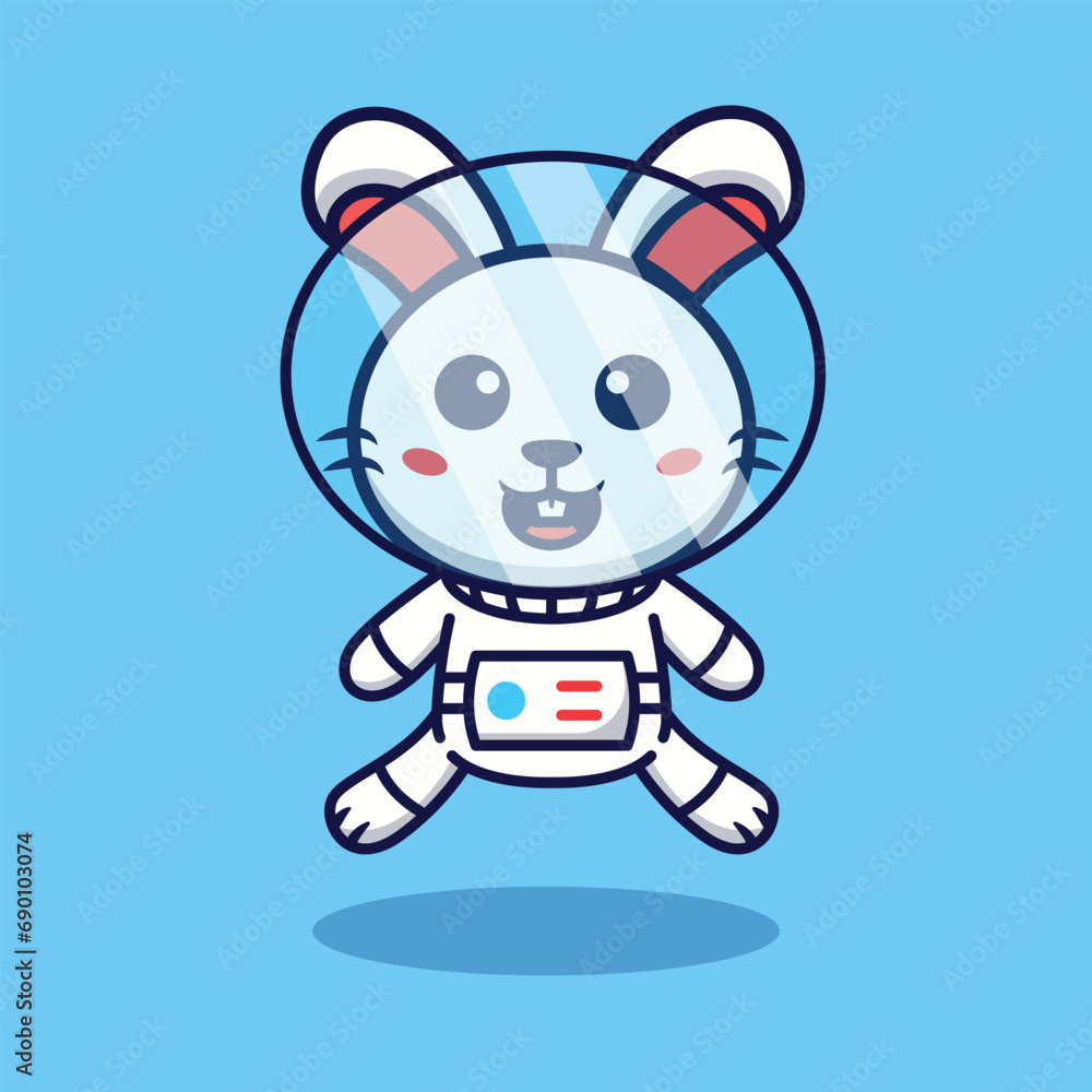 Cute Bunny Astronaut Vector Cartoon Illustration Stock Vector | Adobe Stock