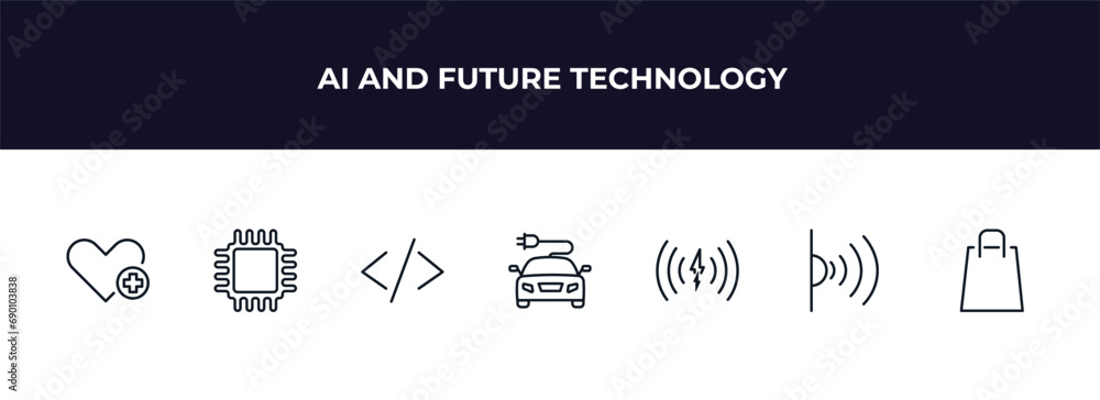 outline icons set from ai and future technology concept. editable ...