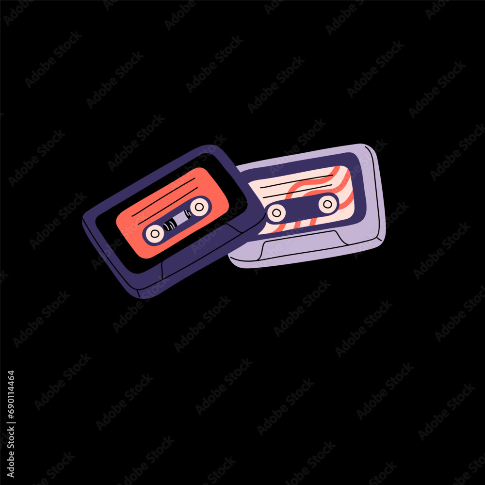 Retro tape cassette, vintage mixtape. Old sound, musical hit record on ...