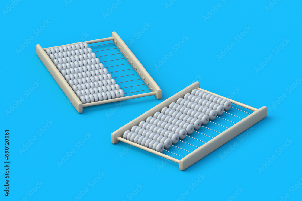 Two abacus on blue background. Preschool education. Business and ...