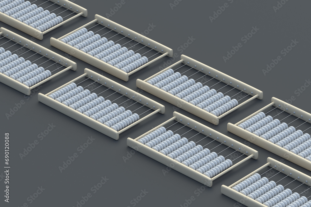 Row of abacus on gray background. Preschool education. Business and ...