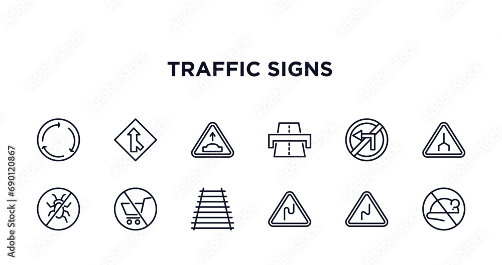 outline icons set from traffic signs concept. editable vector such as ...