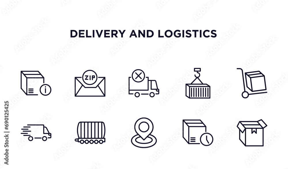 outline icons set from delivery and logistics concept. editable vector ...
