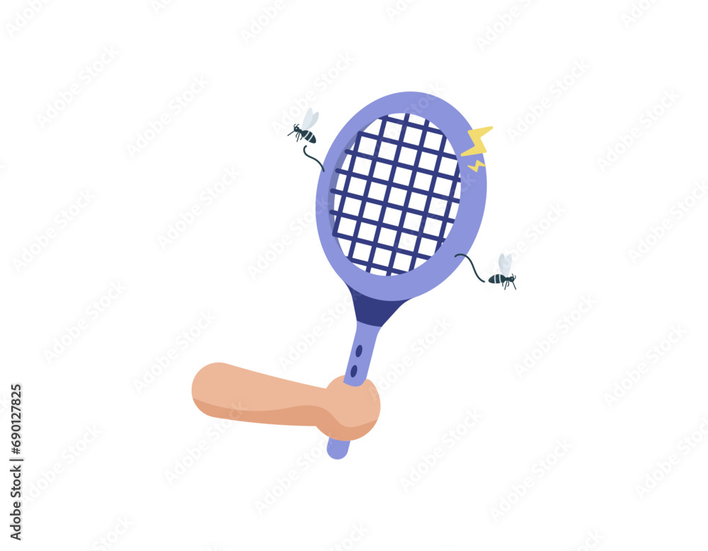 Using an electric racket to kill mosquitoes. kill mosquitoes with an ...