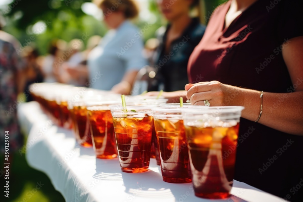 people serving iced tea at a local event Stock Photo | Adobe Stock