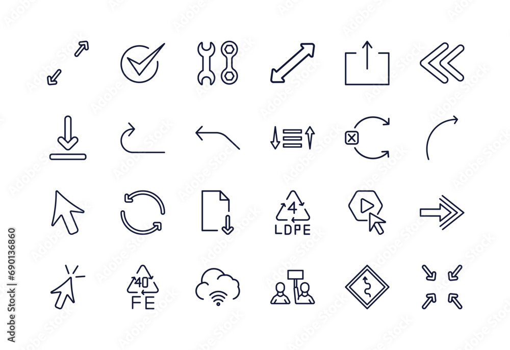 outline icons set from user interface concept. editable vector such as expand arrows, right ...