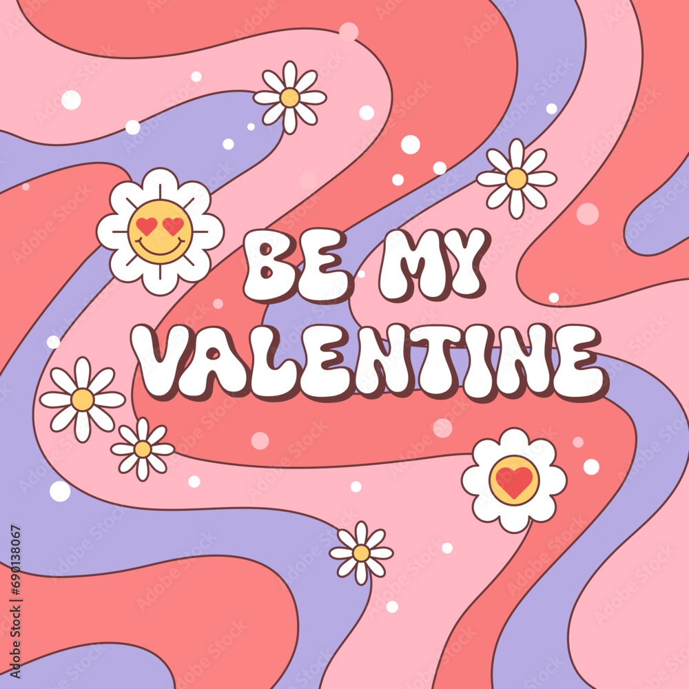 Vetor de Be mine Valentine - lettering clipart for postcard, invitation ...