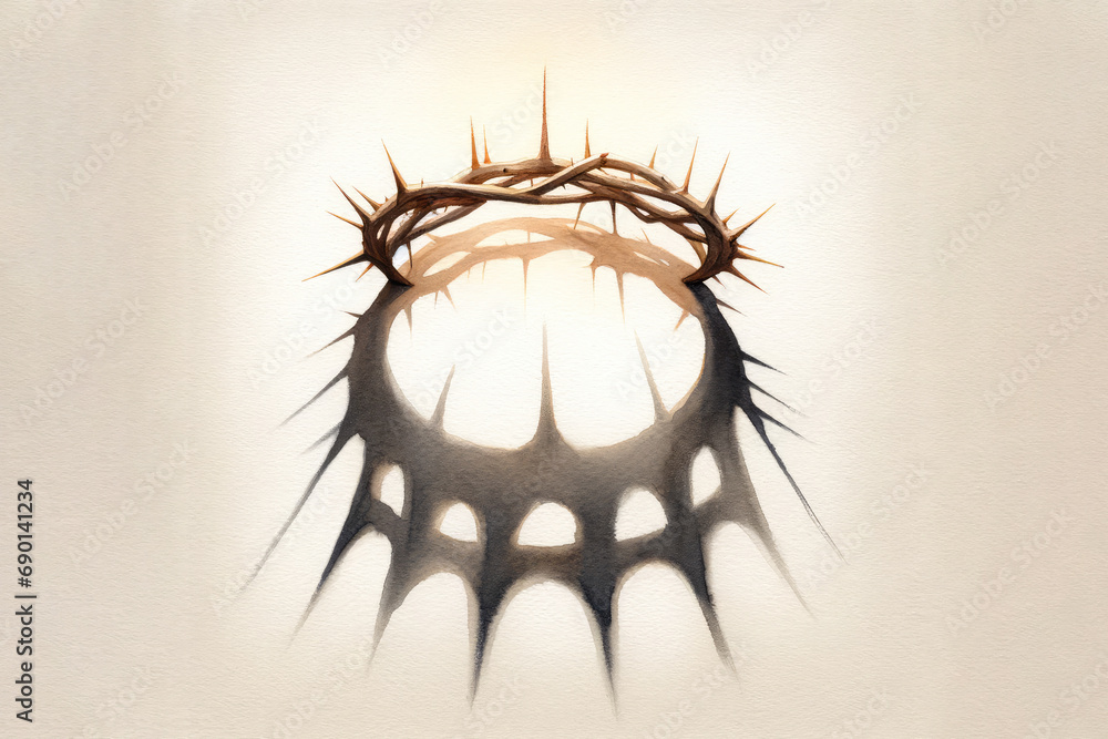 Jesus is King. Crown of thorns projecting a shadow in the shape of a ...