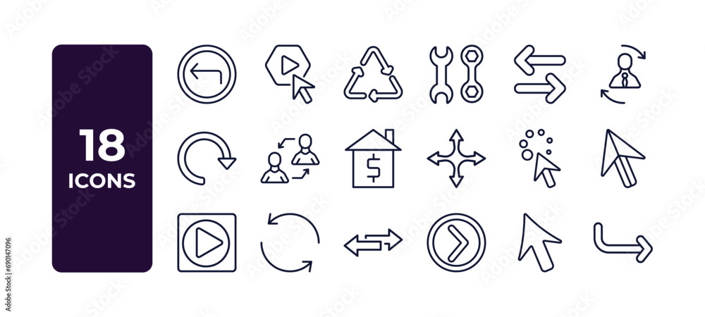outline icons set from user interface concept. editable vector such as arrow address back ...