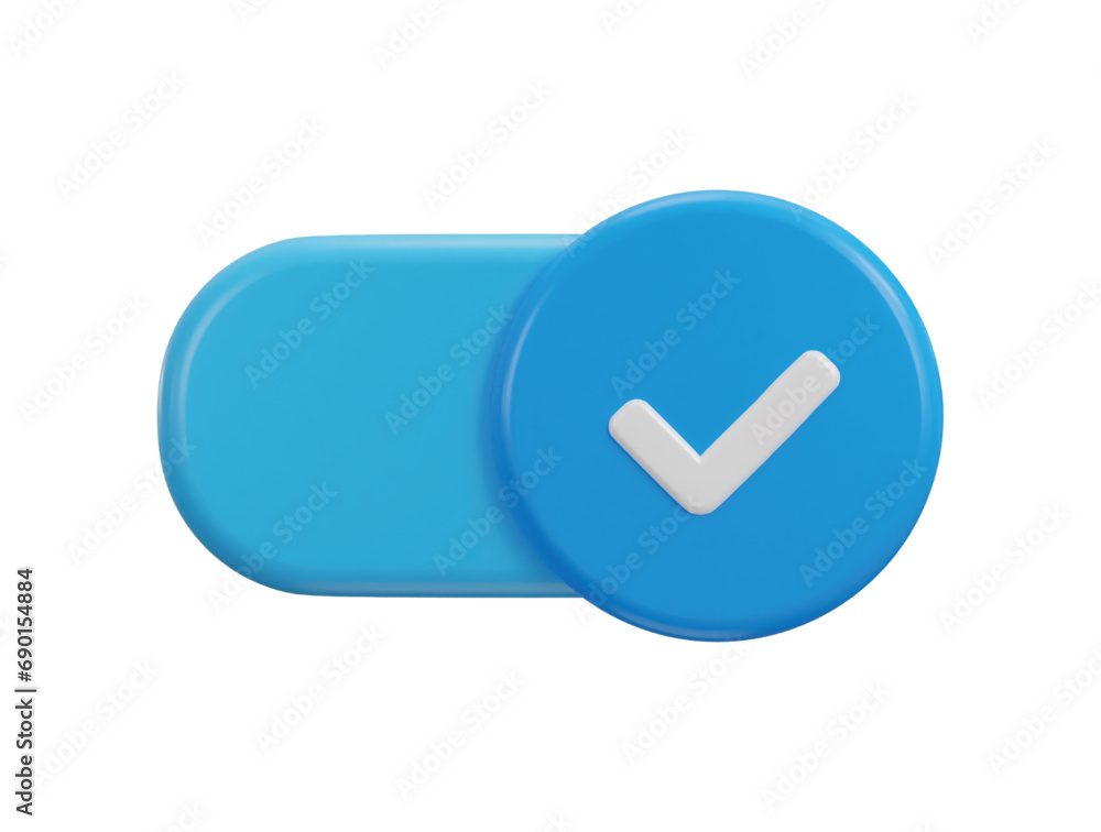 3d toggle switch on button with check mark icon illustration Stock Vector | Adobe Stock