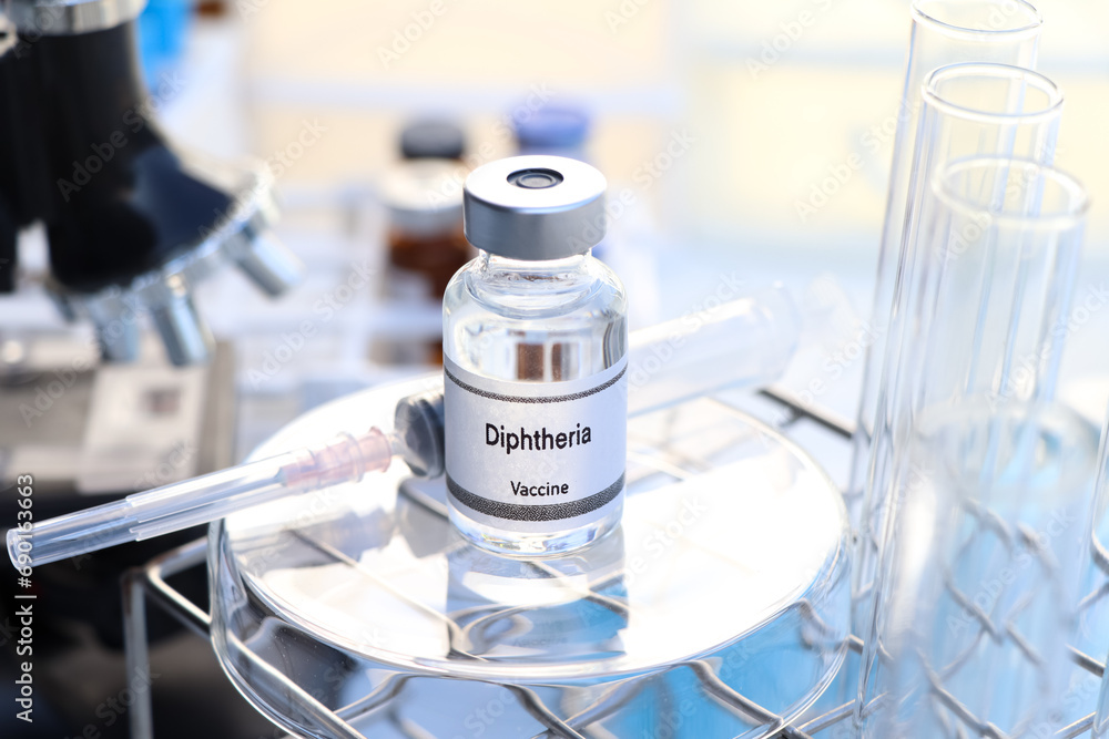 Diphtheria vaccine in a vial, immunization and treatment of infection Stock Photo | Adobe Stock