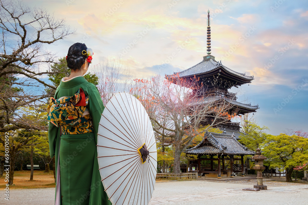 Young Japanese woman ina traditinal Kimono dress at Shinnyodo or ...