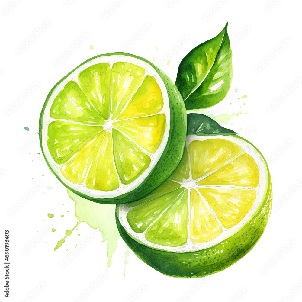 Watercolor lime slice isolated on transparent background Remove png ...