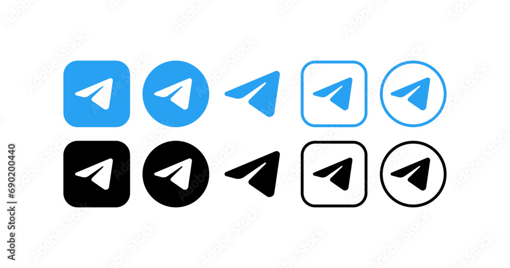 Telegram social media logo icons. Telegram social network logos ...